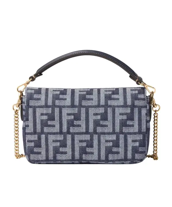 Fendi Baguette Ff Jacquard Mini Tote Bag - Dark Blue