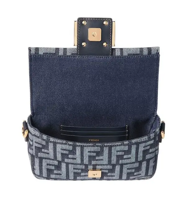 Fendi Baguette Ff Jacquard Mini Tote Bag - Dark Blue