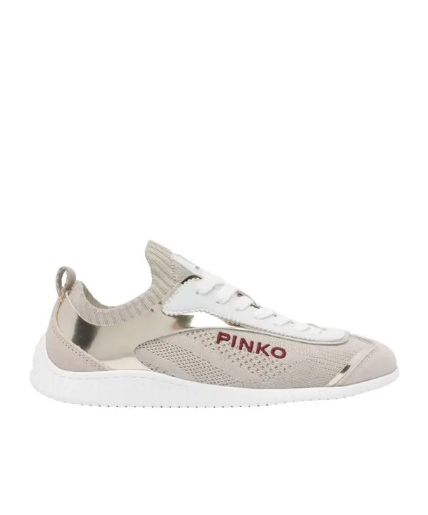 Pinko Logo Embroidered Lace-up Sneakers - White