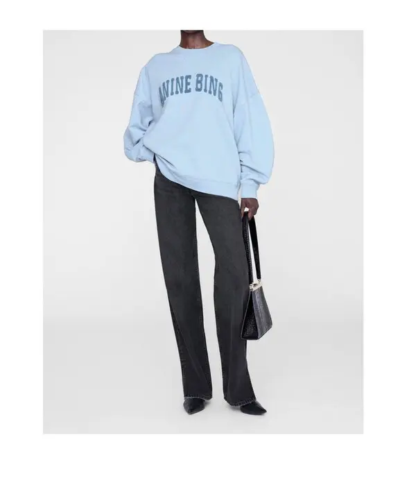 ANINE BING Mile Logo Flocked Crewneck Sweatshirt