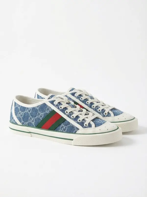 Gucci Web Detailed Lace-up Low-top Sneakers - White