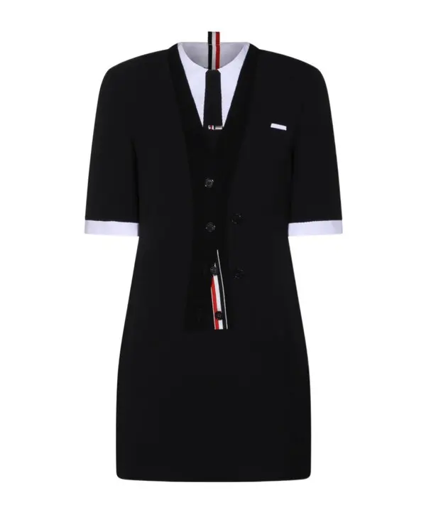 Thom Browne Striped Mini Dress - Black