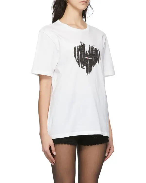 Saint Laurent Logo Heart Print T-shirt