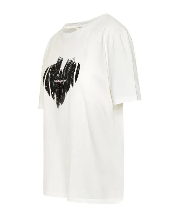 Saint Laurent Logo Heart Print T-shirt