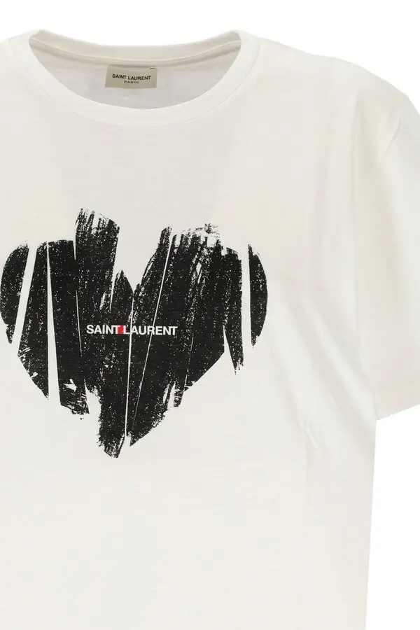 Saint Laurent Logo Heart Print T-shirt