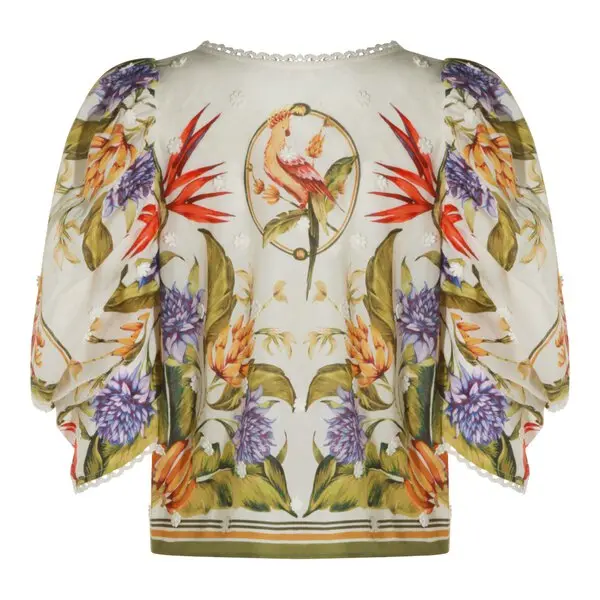 Farm Rio Tropical Puff-sleeve Top