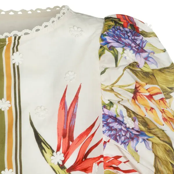 Farm Rio Tropical Puff-sleeve Top