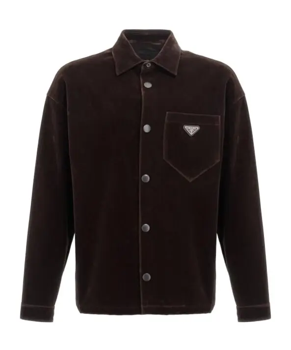 Prada Logo Plaque Button-up Shirt