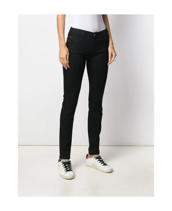 Emporio Armani Logo Patch Low-rise Skinny Jeans - Black