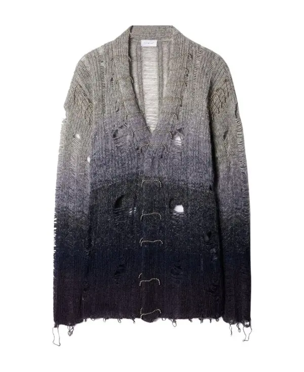 Off-White Distressed Knitted Cardigan