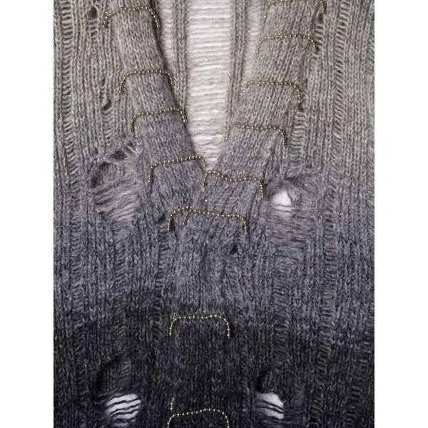 Off-White Distressed Knitted Cardigan