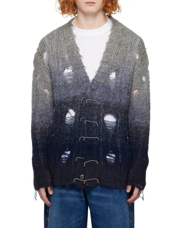 Off-White Distressed Knitted Cardigan