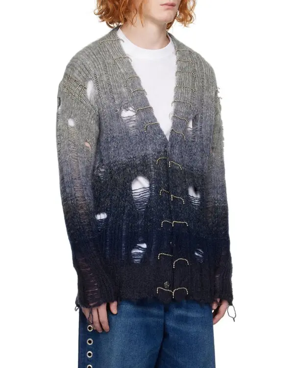 Off-White Distressed Knitted Cardigan