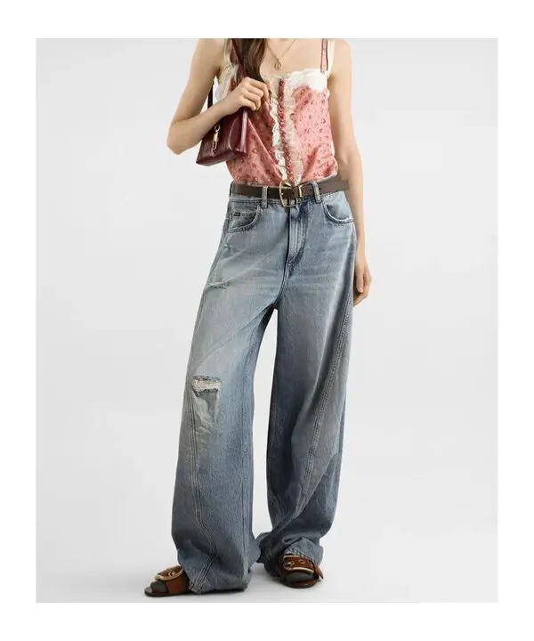 Dolce & Gabbana Wide Leg Distressed Jeans - Gray