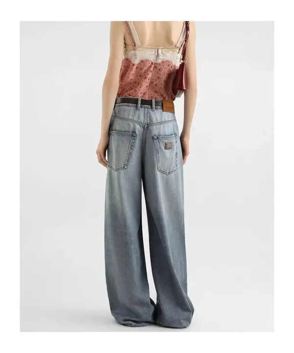Dolce & Gabbana Wide Leg Distressed Jeans - Gray