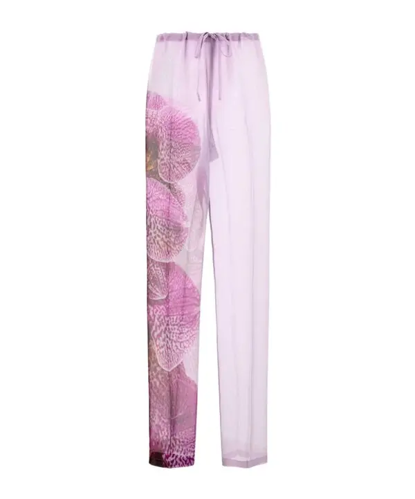 Dries Van Noten Pachas" Graphic Print Drawstring Trousers - Pink