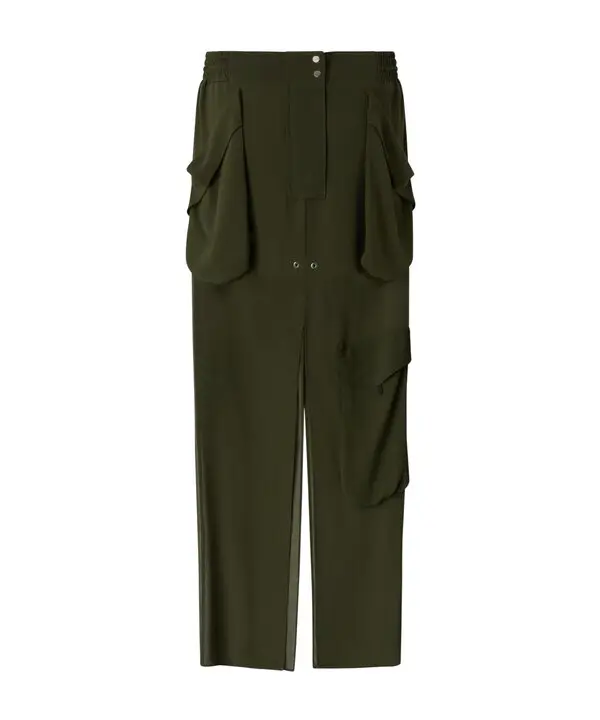 Pinko Front Slit Drawstring Sheer Cargo Midi Skirt