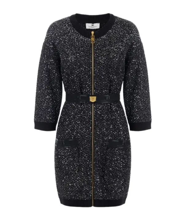 Elisabetta Franchi Sequin Thread Mini-dress With Belt