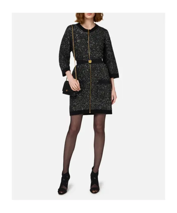 Elisabetta Franchi Sequin Thread Mini-dress With Belt