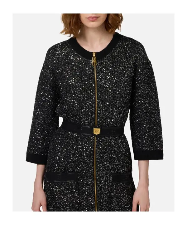 Elisabetta Franchi Sequin Thread Mini-dress With Belt
