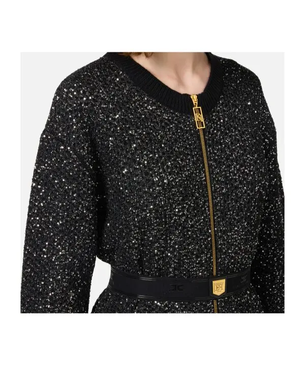 Elisabetta Franchi Sequin Thread Mini-dress With Belt