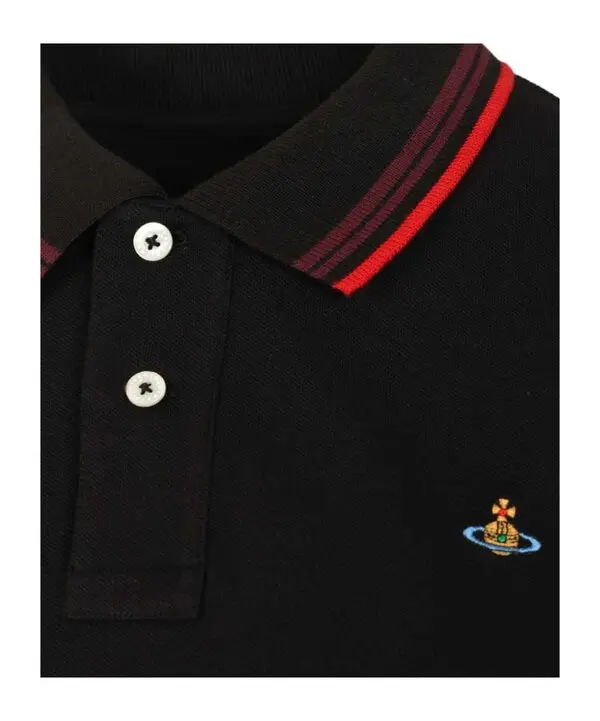 VIVIENNE WESTWOOD Short Sleeve Polo Shirt With Embroidered Saturn Logo