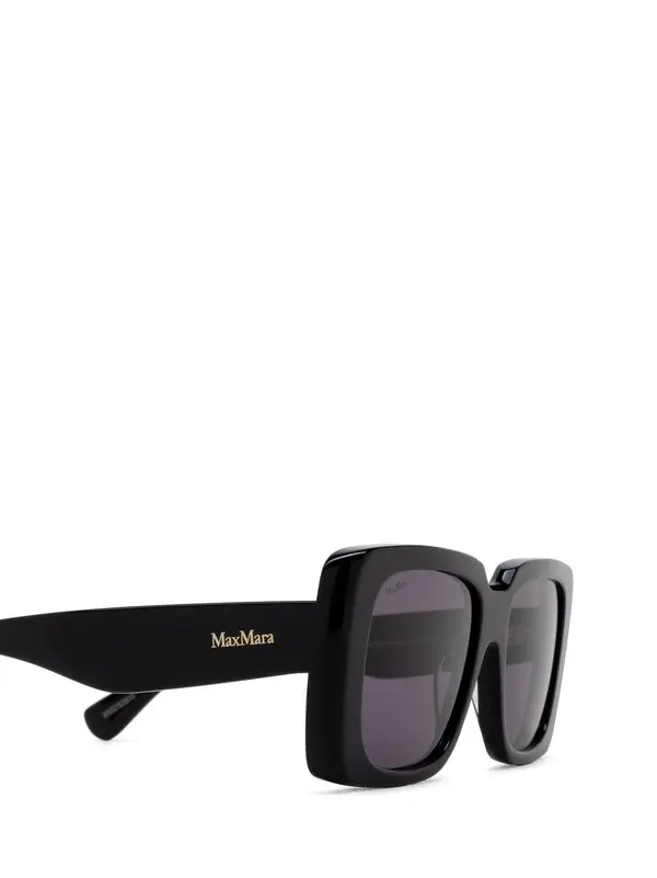 Max Mara Square Frame Sunglasses With Logo Detail - Bright Black
