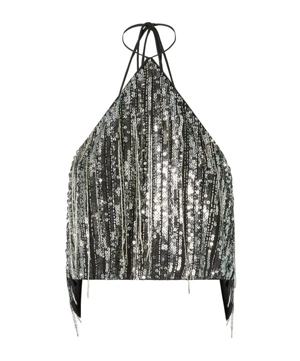 Pinko Sequinned Open-back Halter Top
