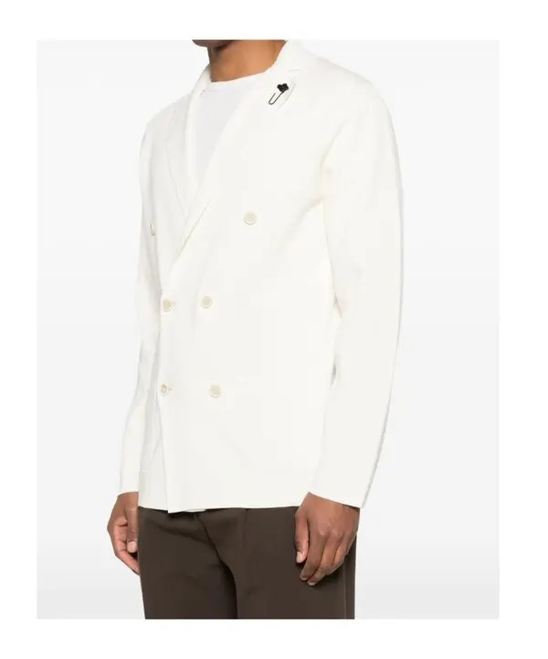LARDINI Double-breasted Long-sleeved Jacket - White