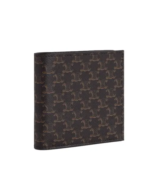 Celine Bi-fold Wallet In Triomphe Canvas - Black