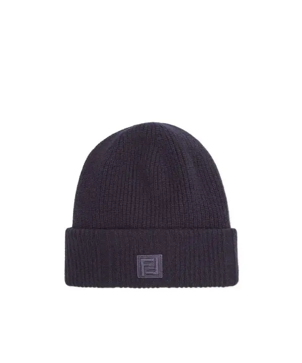 Fendi Logo Patch Beanie - Blue