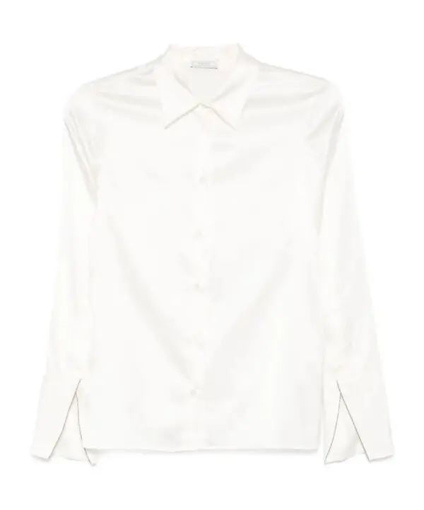 Peserico Long Sleeve Satin Shirt - White