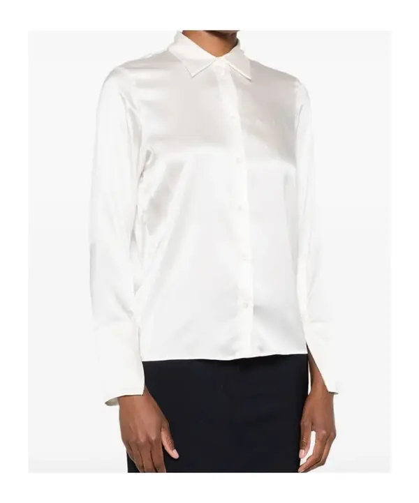 Peserico Long Sleeve Satin Shirt - White