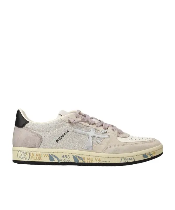 Premiata Glitter-appliquéd Perforated Toe Sneakers