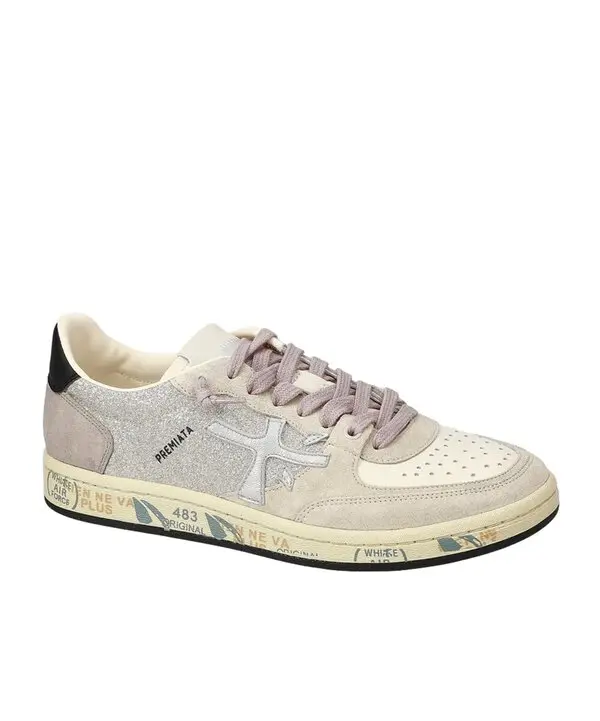 Premiata Glitter-appliquéd Perforated Toe Sneakers