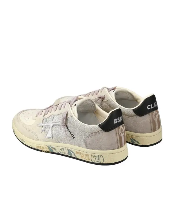 Premiata Glitter-appliquéd Perforated Toe Sneakers