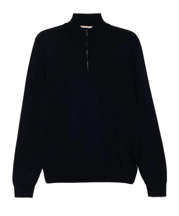 Hugo Boss Ebenji Half-zip Ribbed Knit Sweater