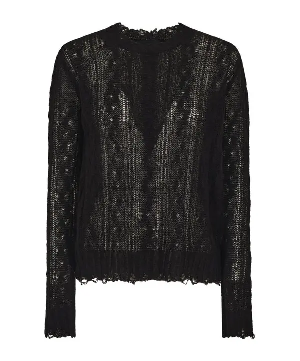 Alanui Open-work Ruffled Jumper - Black