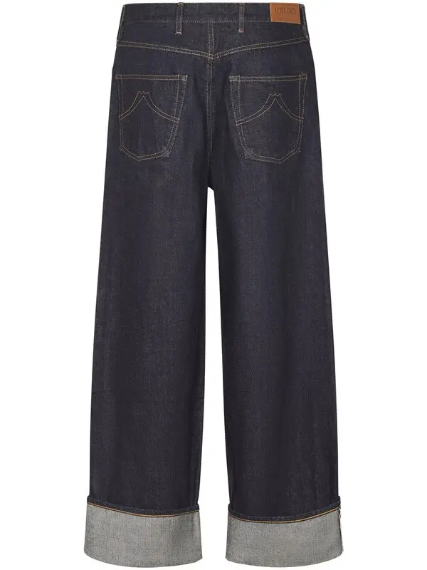 Kenzo Turn Up Wide Fit Jeans In Japanese Denim