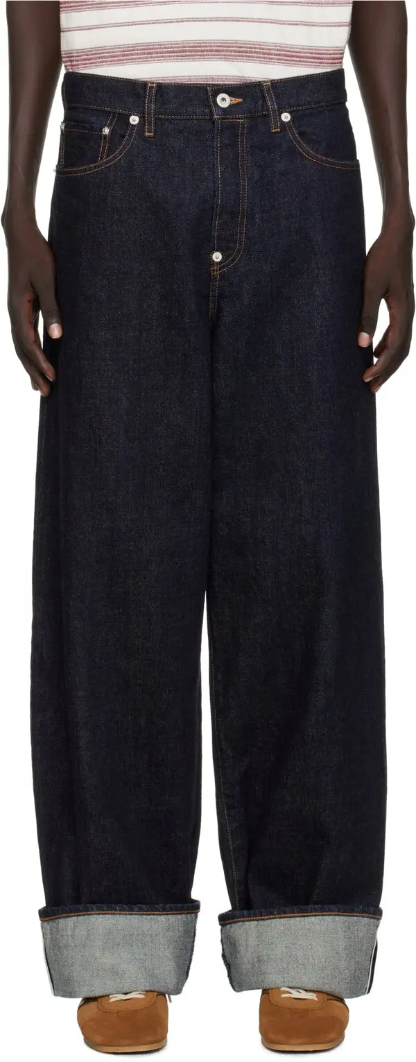 Kenzo Turn Up Wide Fit Jeans In Japanese Denim