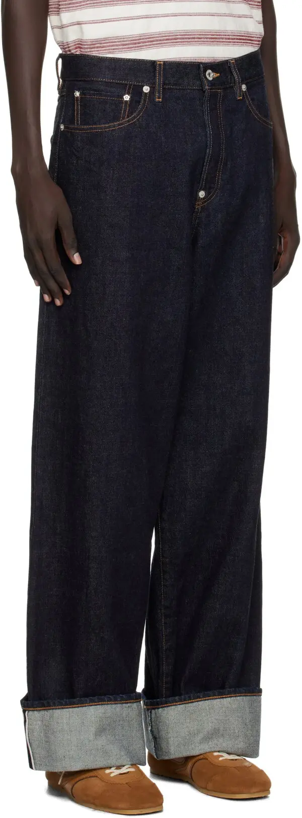 Kenzo Turn Up Wide Fit Jeans In Japanese Denim