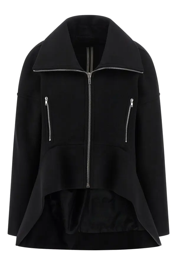 Rick Owens High-neck Zip-up Jacket With Asymmetrical Hem