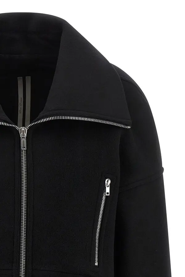 Rick Owens High-neck Zip-up Jacket With Asymmetrical Hem