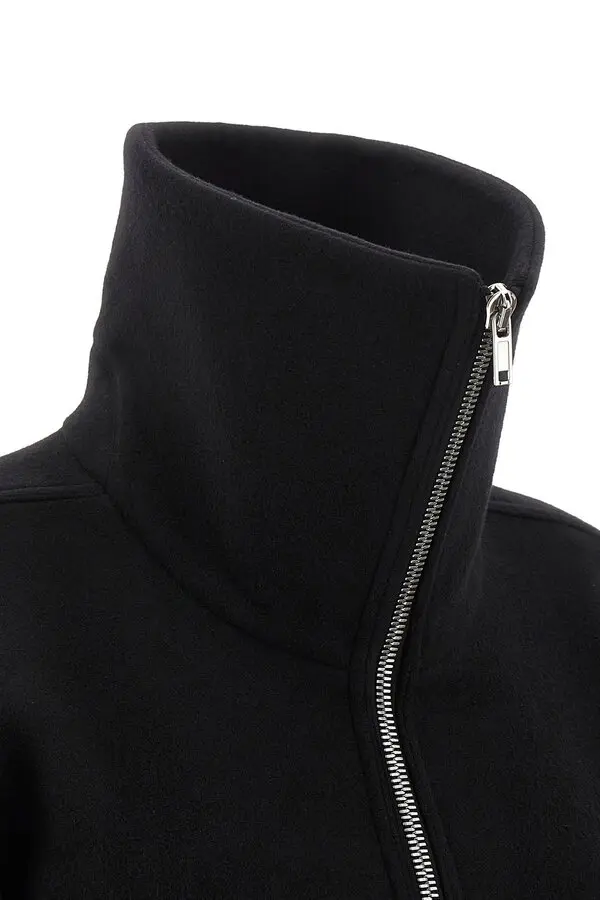 Rick Owens High-neck Zip-up Jacket With Asymmetrical Hem
