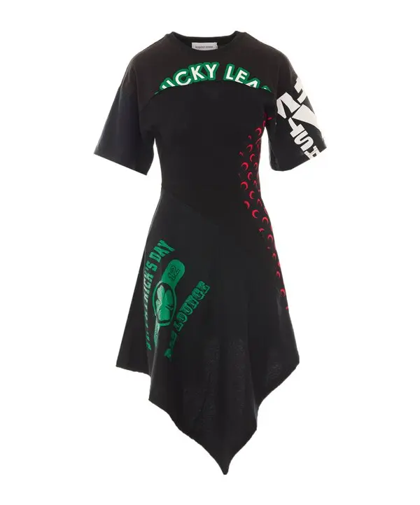 MARINE SERRE Asymmetrical Graphic T-shirt Dress