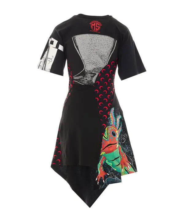 MARINE SERRE Asymmetrical Graphic T-shirt Dress