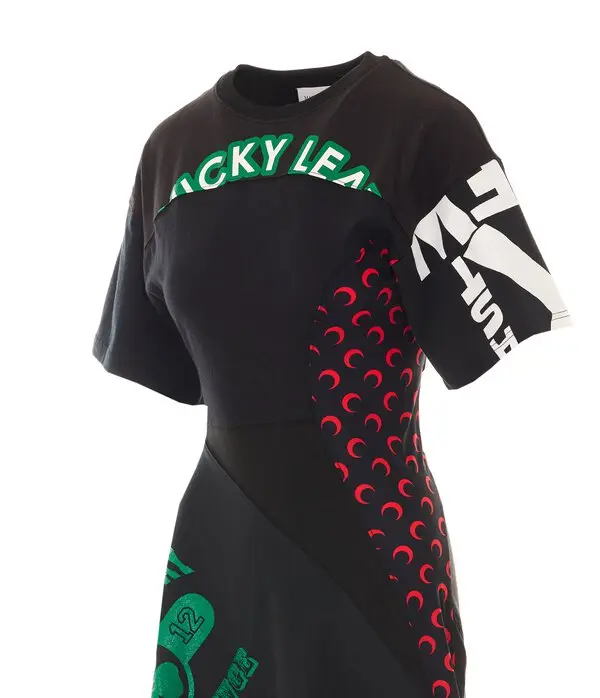 MARINE SERRE Asymmetrical Graphic T-shirt Dress