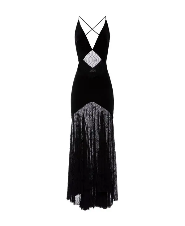 Elisabetta Franchi Sheer Tulle Maxi Dress - Black