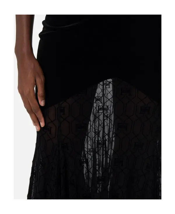 Elisabetta Franchi Sheer Tulle Maxi Dress