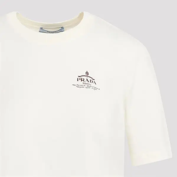 Prada Short Sleeve Crewneck T-shirt With Logo Detail